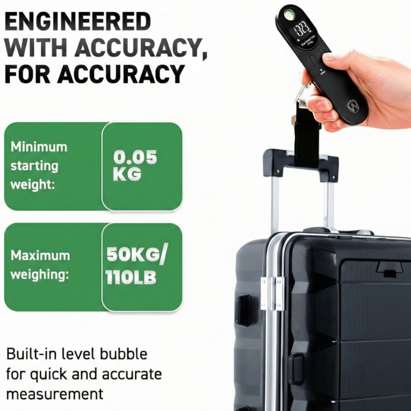 Portable Digital Luggage Scale – 50 kg Max with Tare & Overload Alert by W