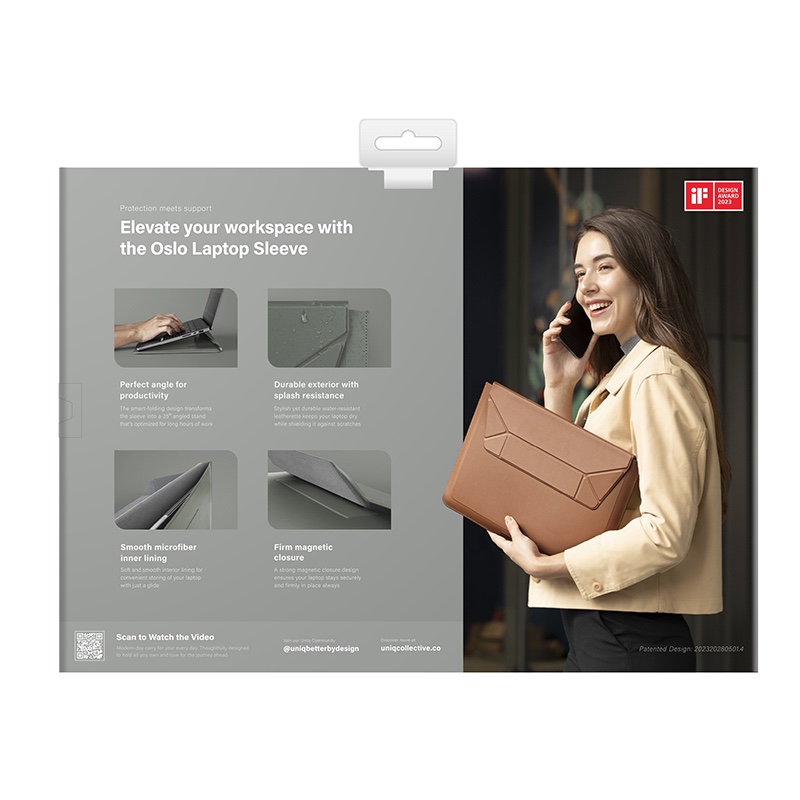 UNIQ OSLO Laptop Sleeve With Foldable Stand (Fits Up To 14" Devices ...